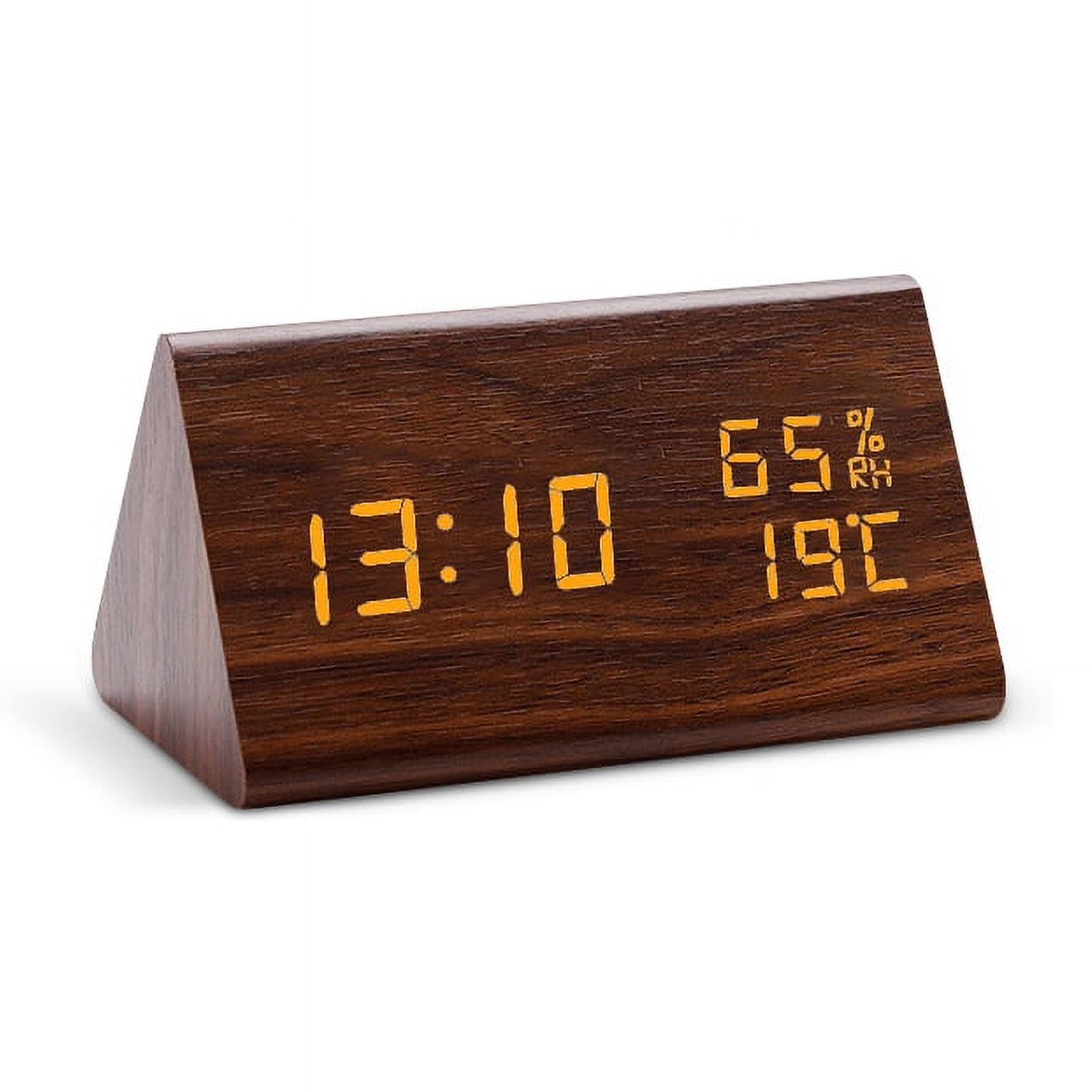 Digital Clock LED Wooden Alarm Clock Table Sound Control Electronic ...