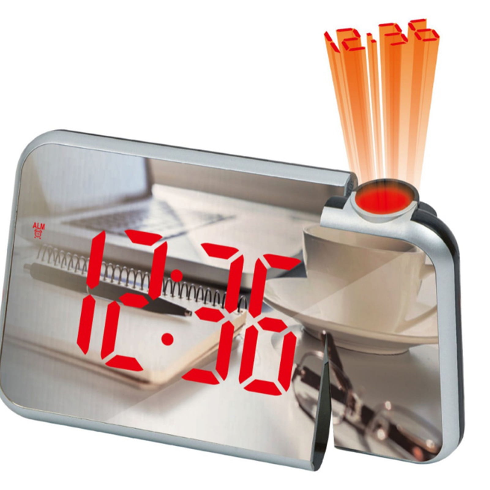 Digital Clock Large Display, LED Electric Alarm Clocks Mirror Surface ...