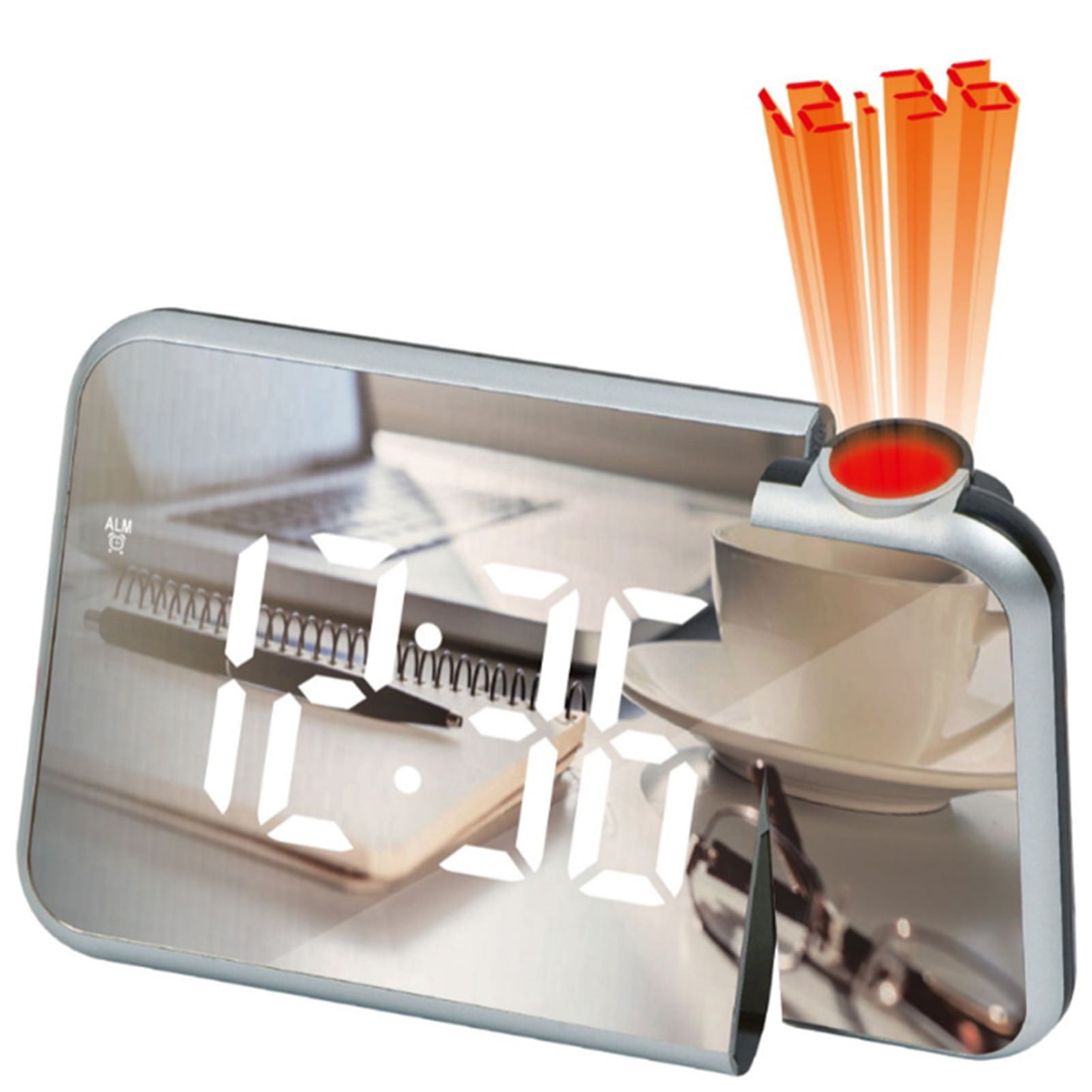 Digital Clock Large Display, LED Electric Alarm Clocks Mirror Surface ...