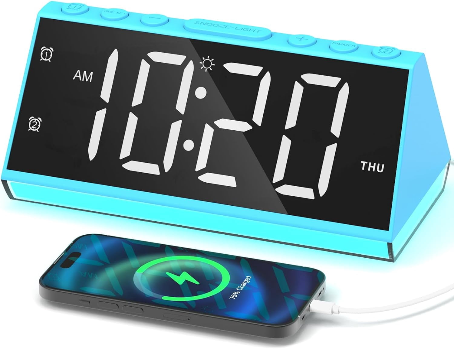 Digital Clock, Loud Alarm Clock with Night Light, Big Numbers, USB ...