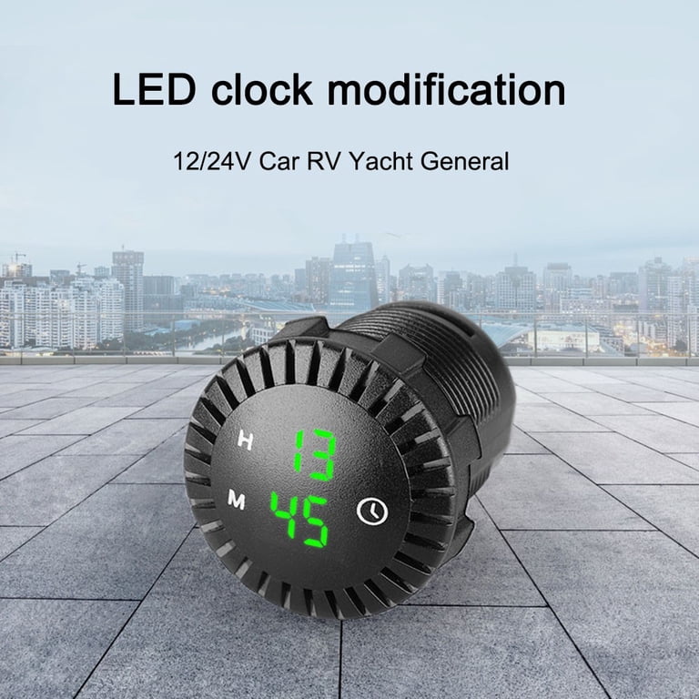 s 1 Piece 12V/24V Digital Clock Panel Waterproof Clock LED Car Clock