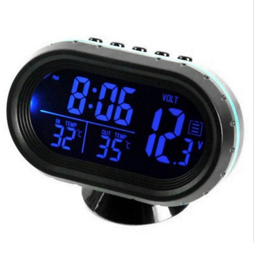 Digital Clock and Thermometer for Car - LED Lighted Display - DC 12V ...