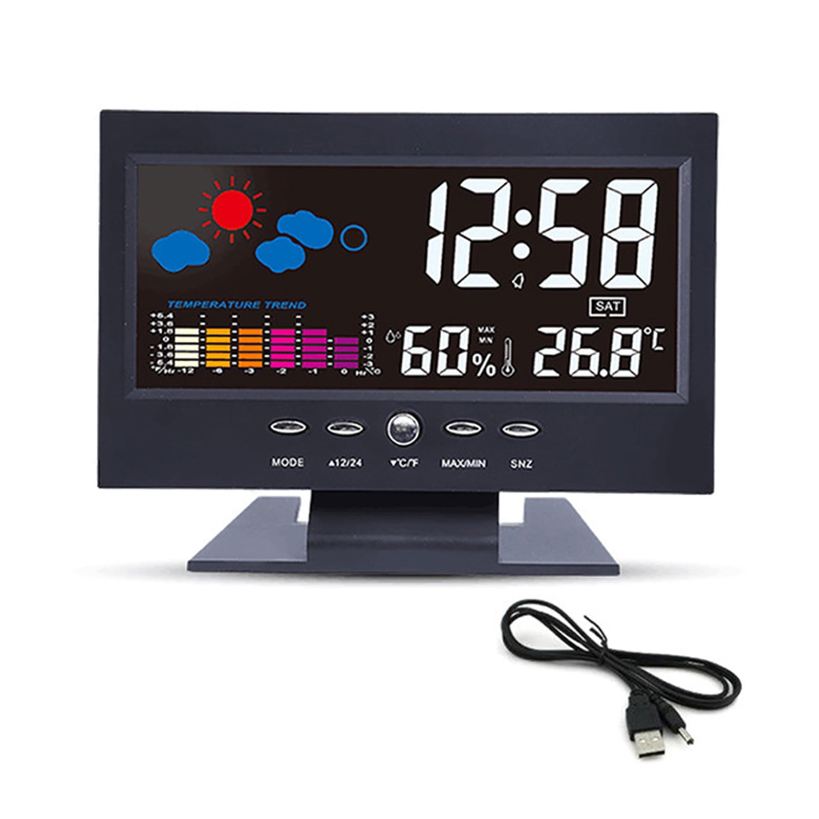 Digital Clock with Voice Control, Temperature Humidity Alarm & Snooze ...