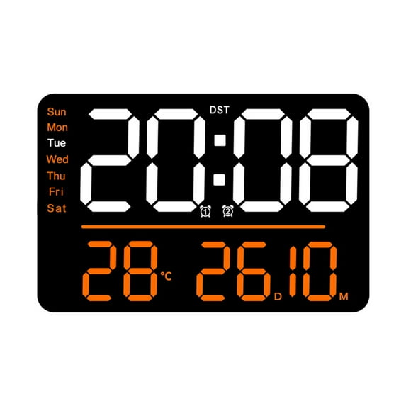 Digital Clocks Wall Clock Date/Week/Temperature Display 2 Alarm Clocks ...