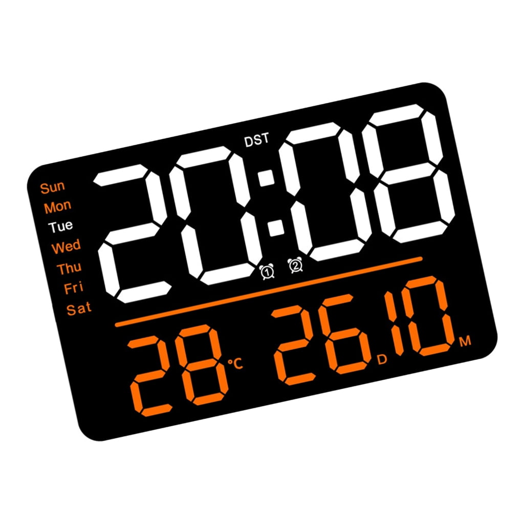 Digital Clocks Wall Clock Date/Week/Temperature Display 2 Alarm Clocks ...