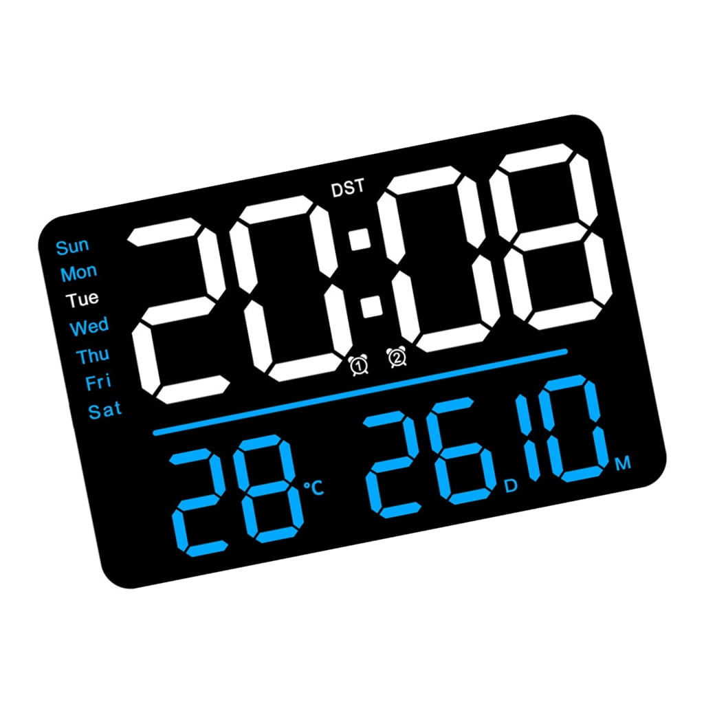 Digital Clocks Wall Clock Date/Week/Temperature Display 2 Alarm Clocks ...