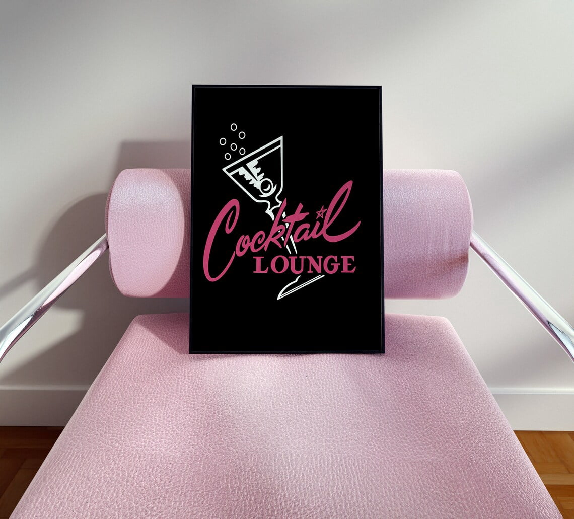 Digital, Cocktail Lounge Art Print, Bar Cart Art, Art, Trendy Home ...