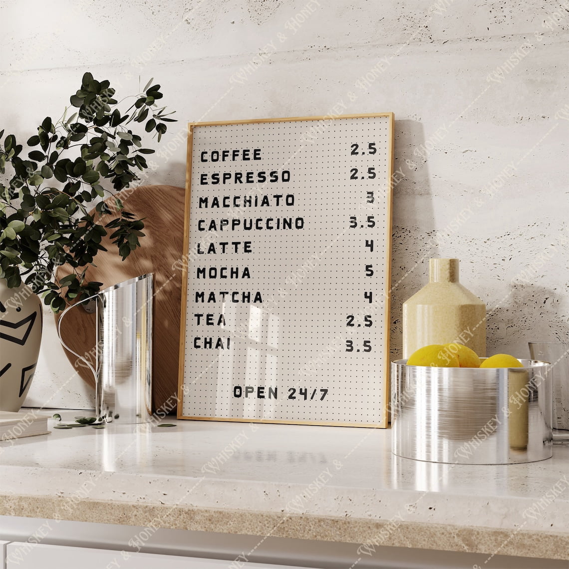Digital, Coffee Bar Menu Art Print, Coffee Bar Art, Kitchen Art ...