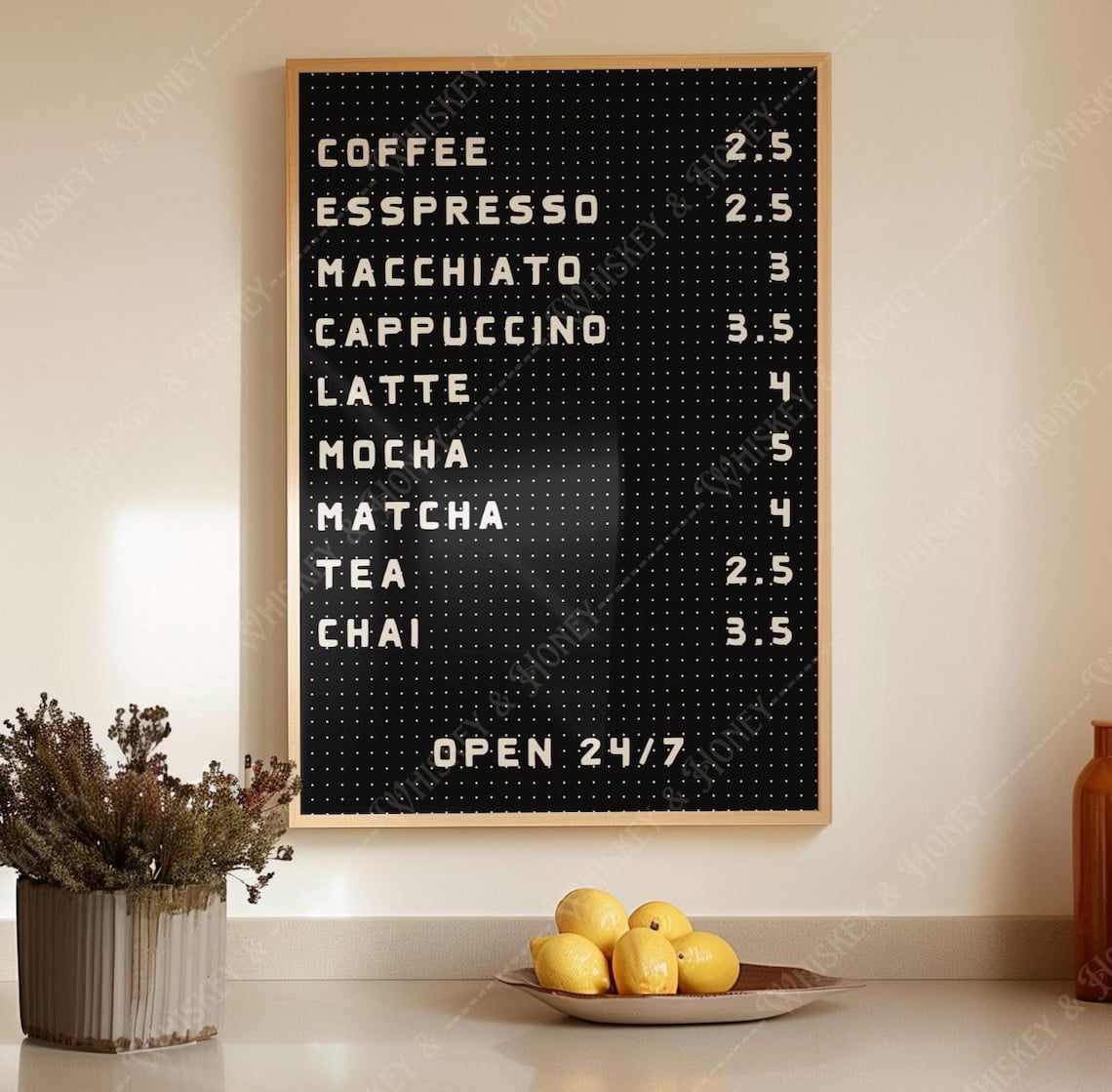 Digital, Coffee Bar Menu Black Art Print, Coffee Bar Art, Kitchen Art ...
