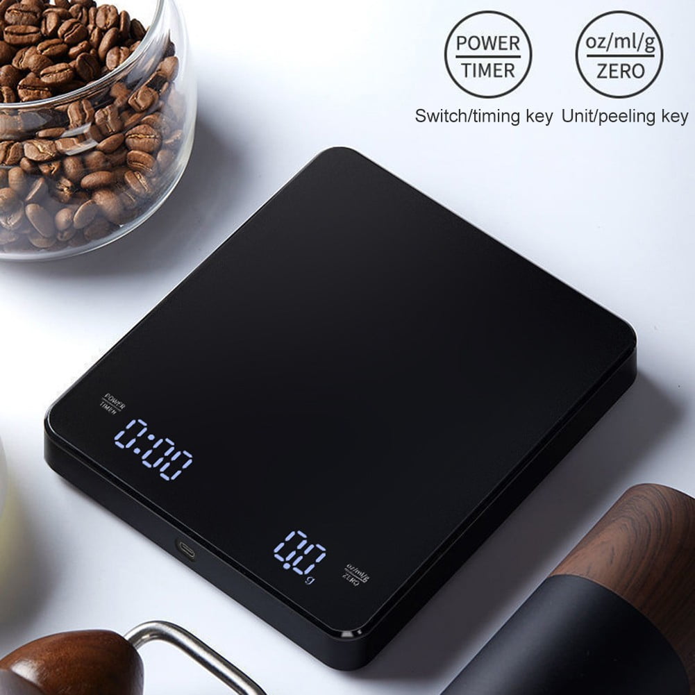 Digital Coffee Scale with Timer, Rechargeable Drip Espresso Scale 3kg/0.1g High Precision ...