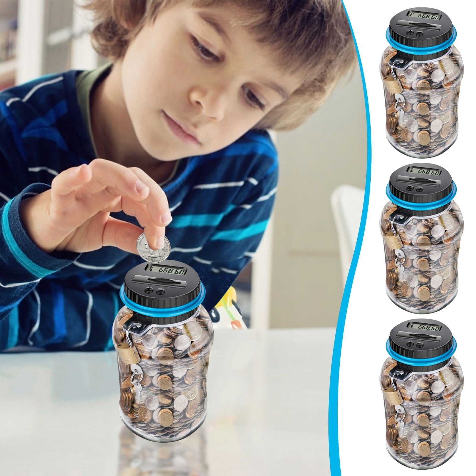 Digital Coin Counter Jar with Lcd Display, 2.5l Capacity, Manual ...