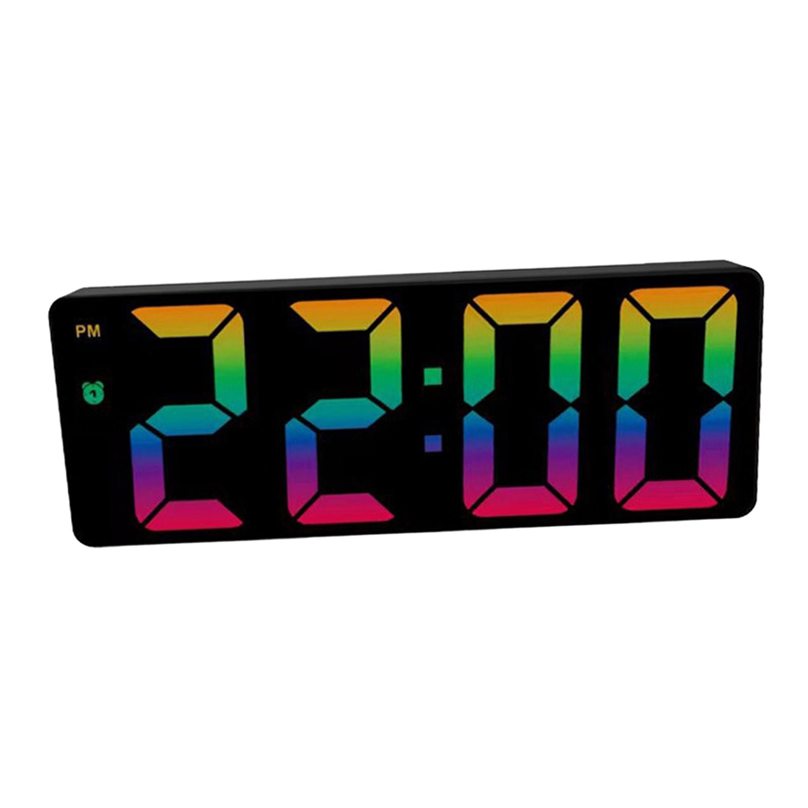 Digital Colorful Clock Large Number with Snooze Dimmer Battery Operated ...
