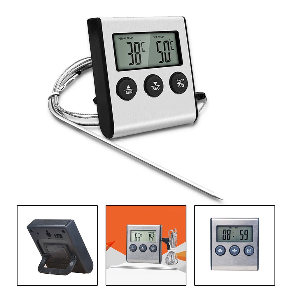 Digital Cooking Thermometer Food Temperature Grill Timer Function with ...