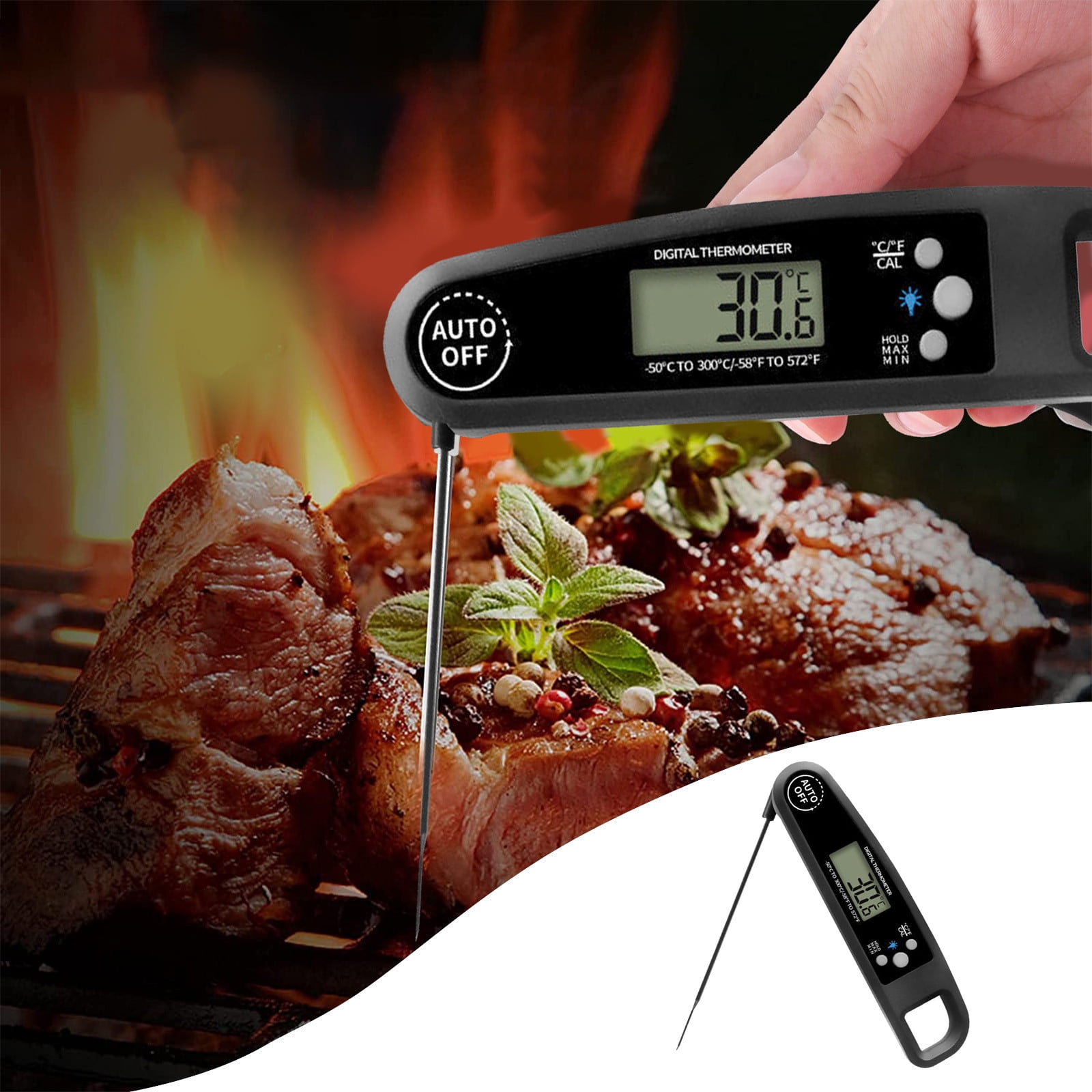 Digital Cooking Thermometer Probe | Instant Read, Ultra-Fast, Accurate ...