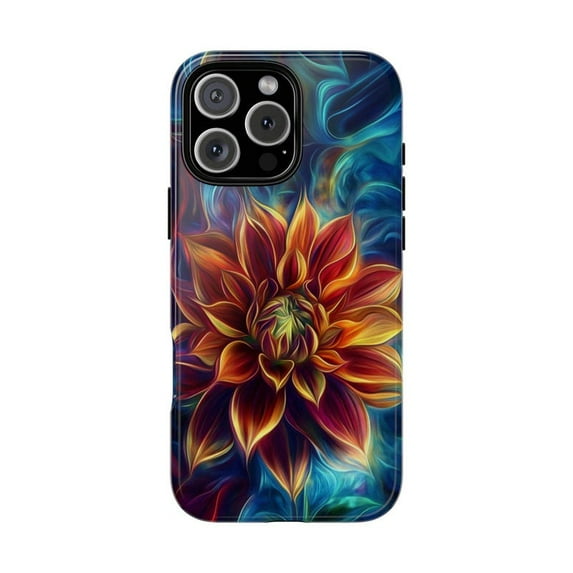 Digital Dahlia Artistic Flower Wave Design iPhone Case 17 11 12 13 14 ...