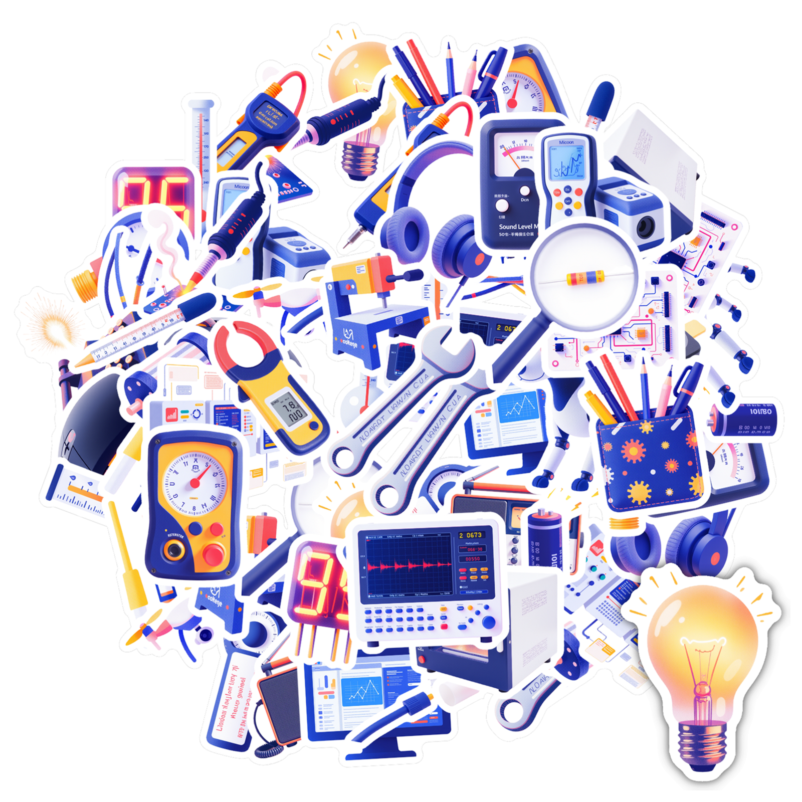 Digital Decals Stationery Stickers Gadget Retro Stickers Teacher Reward ...