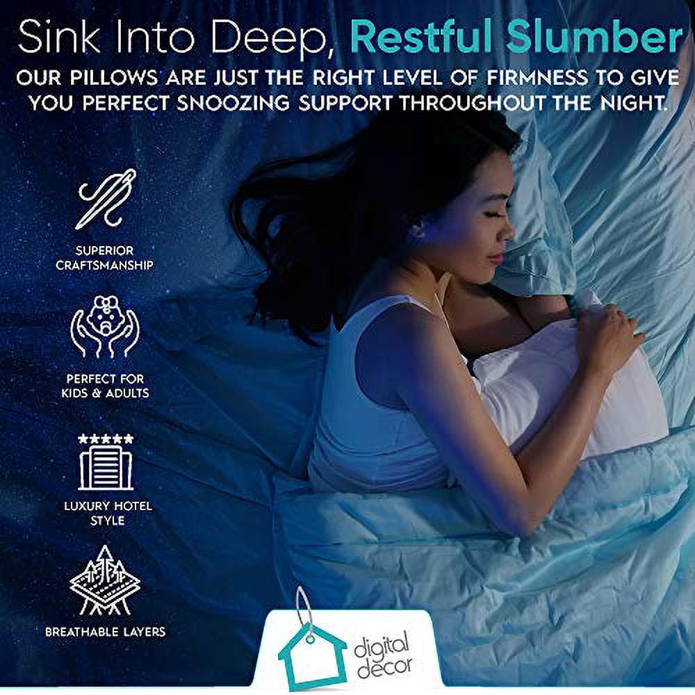 Digital Decor Set of 2 Premium Gold Hotel Pillows for Sleeping- Made in ...