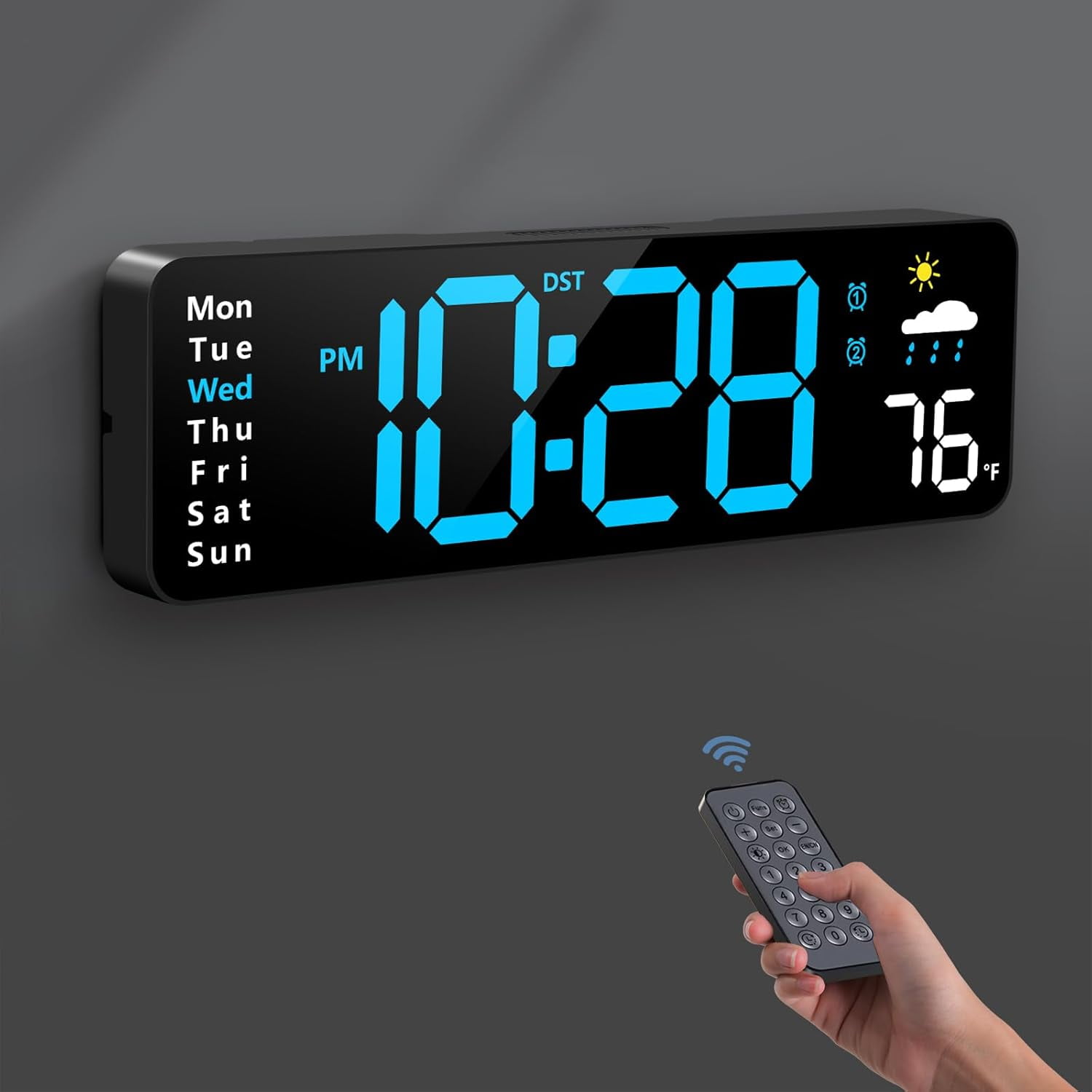 Digital , Digital Clock Large Display with Remote Control, Corded LED ...