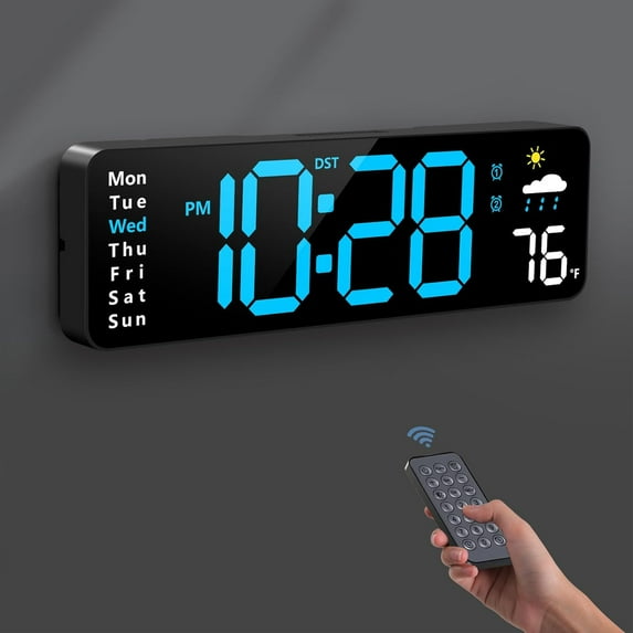 Digital , Digital Clock Large Display with Remote Control, Corded LED ...