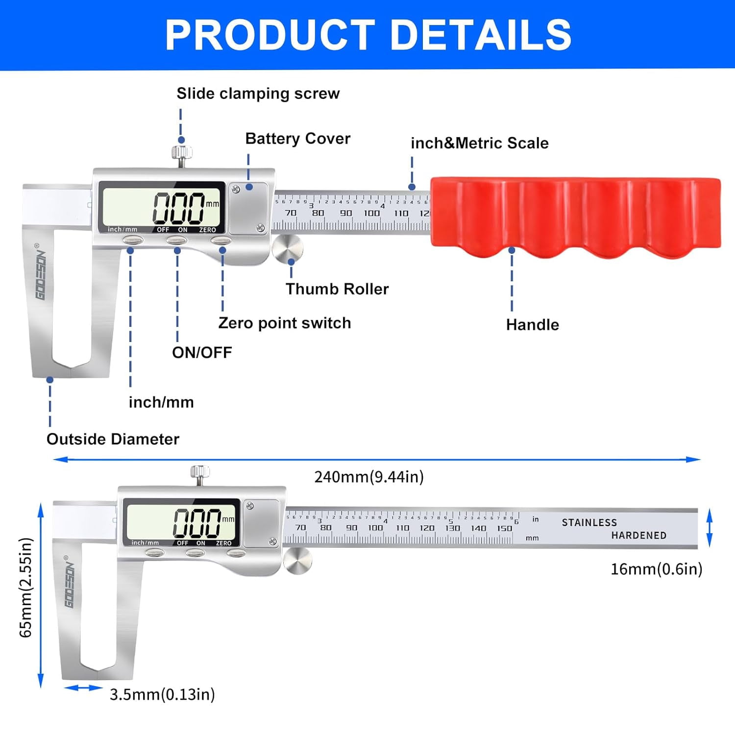 Digital Disc Brake Rotor Micrometer with Caliper - 6 Inch/150mm ...