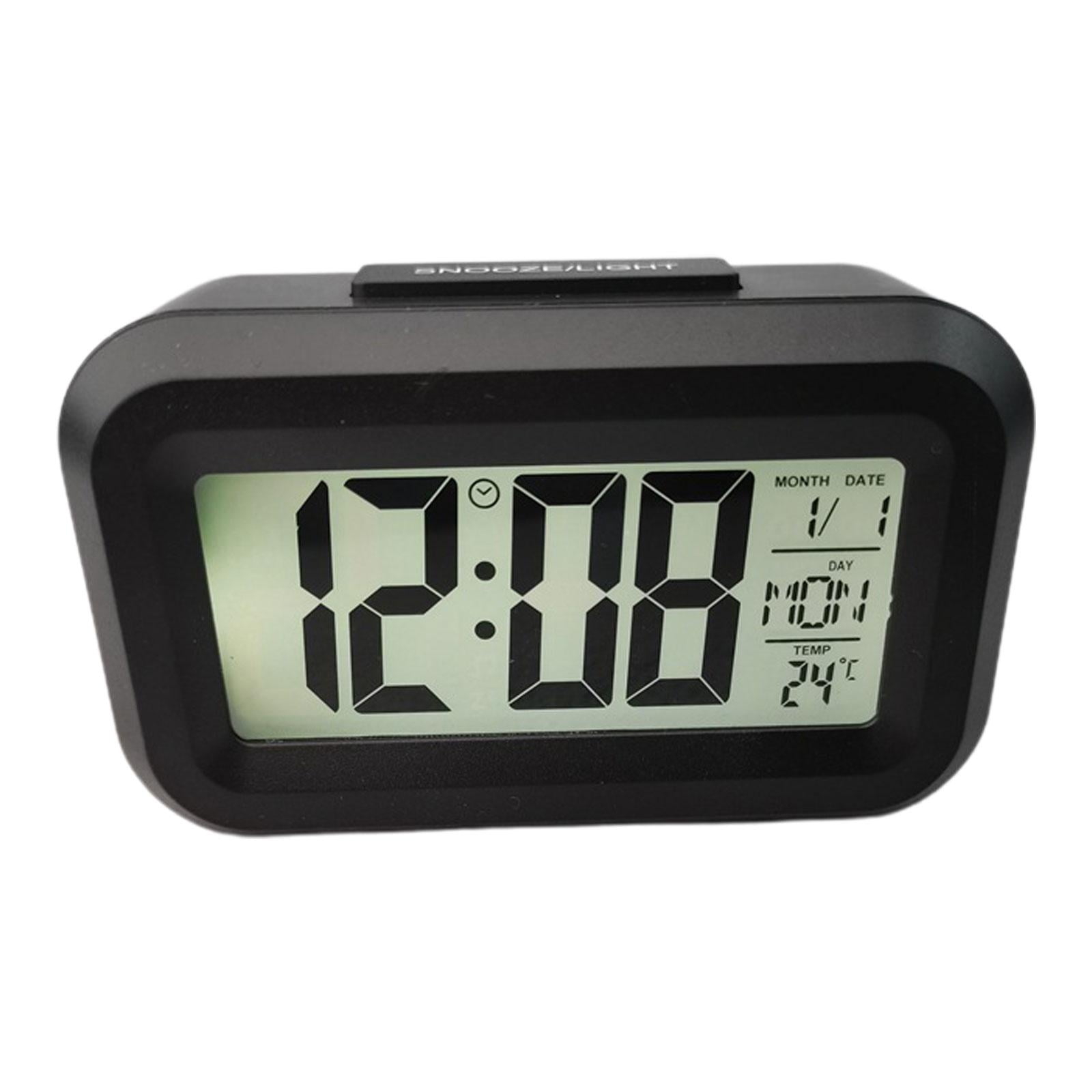 Digital Display Alarm Clock Battery Operated Snooze Design Night Colors ...