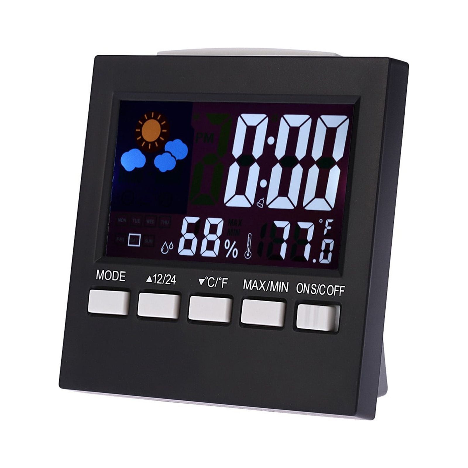 Digital Display Alarm Clock Thermometer Hygrometer with LCD Weather Display, Temperature and ...