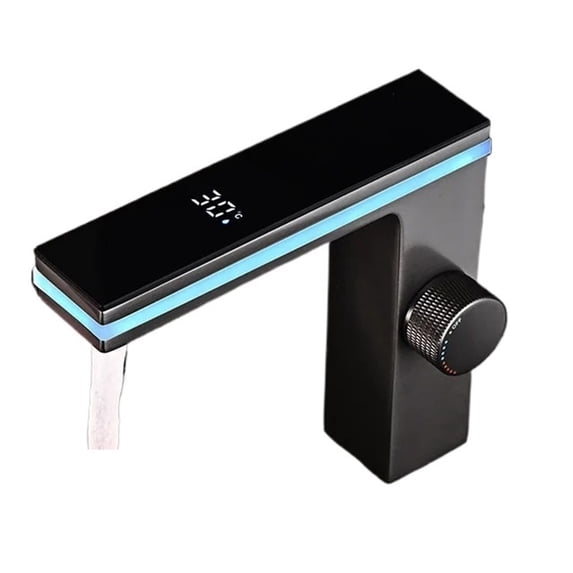Digital Display Bathroom Basin Faucet Intelligent LED Brass Deck ...
