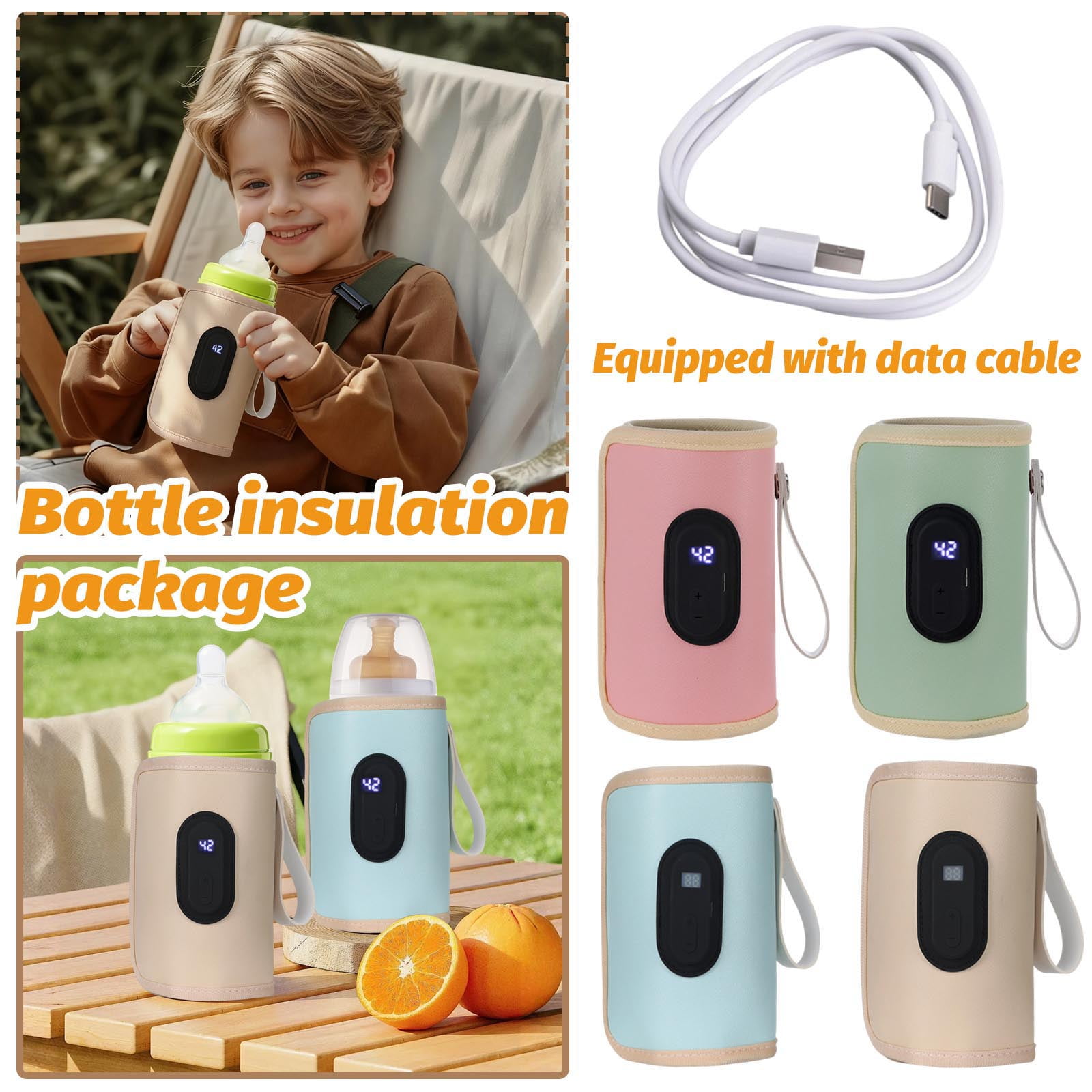 Digital Display Bottle Insulation Cover, Warm Milk Mixer, Portable ...