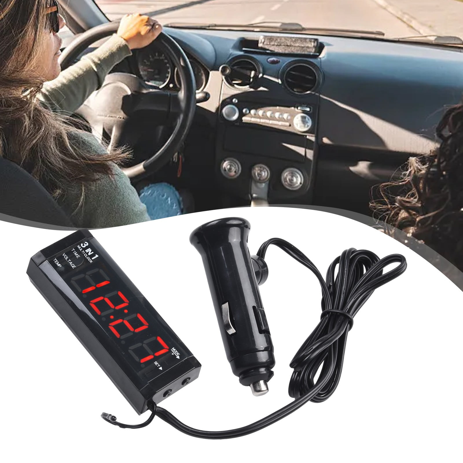 Digital Display Clock 78*115*15mm ABS Accessories Car Double-sided ...