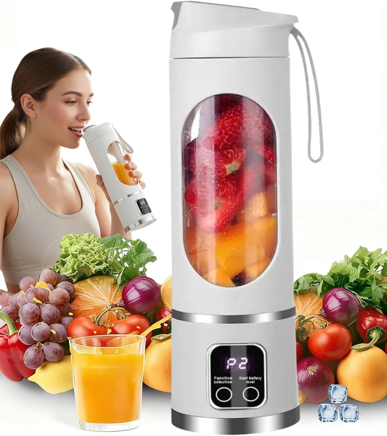 Digital Display Juicer, Portable Personal Juicer with Smart LED Display ...