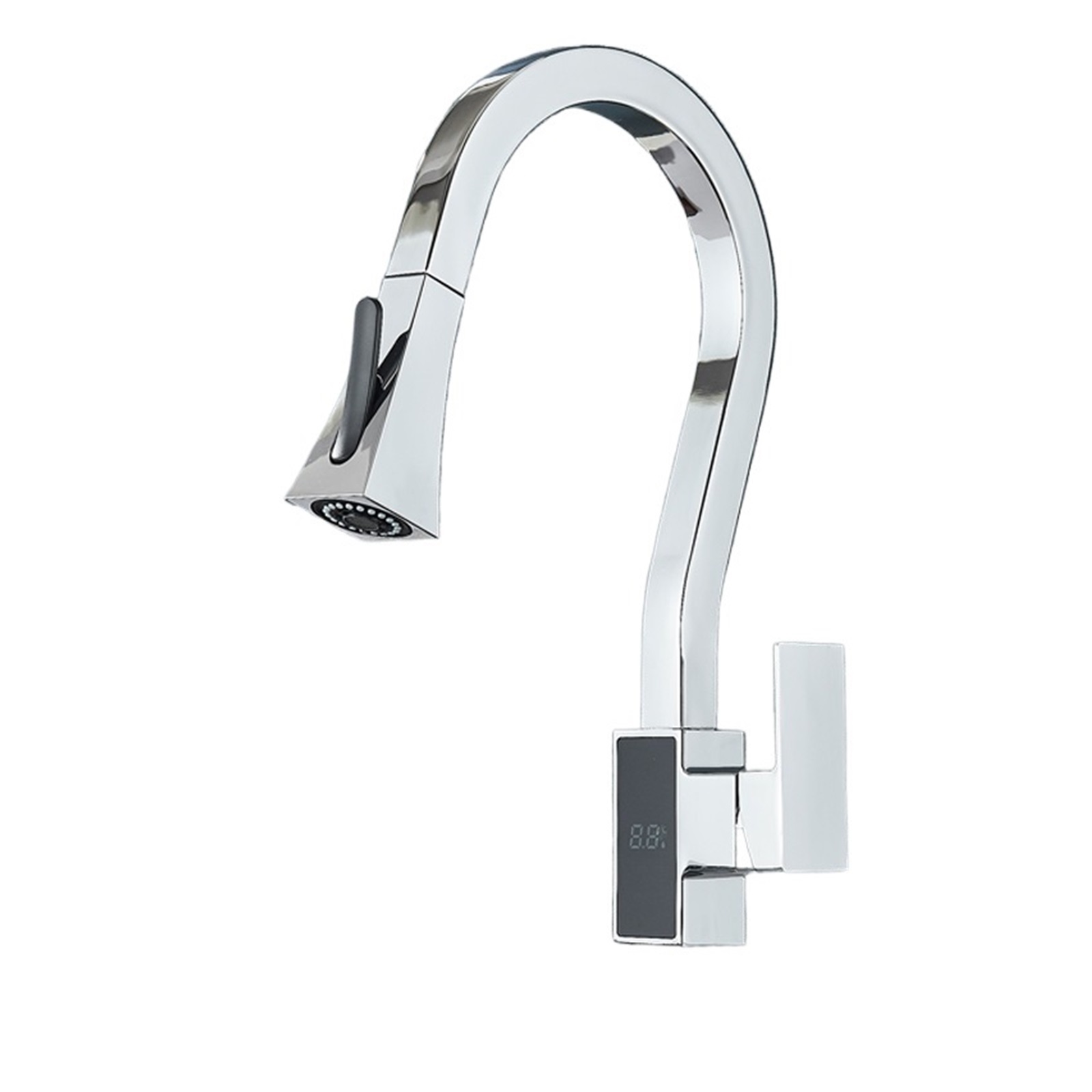 Digital Display Kitchen Faucet, Brushed 4 Functions Single Handle Pull ...