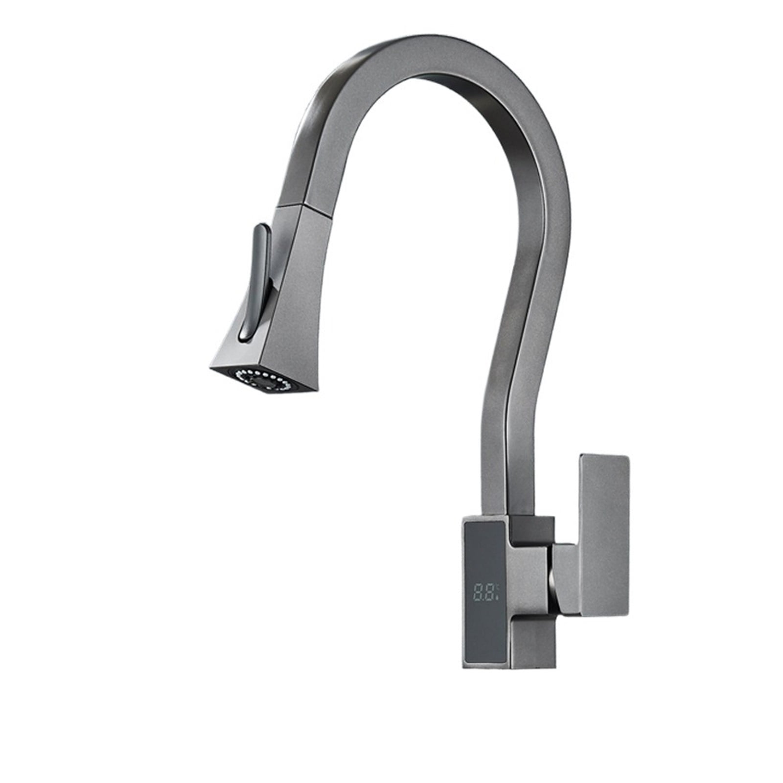Digital Display Kitchen Faucet, Brushed 4 Functions Single Handle Pull ...