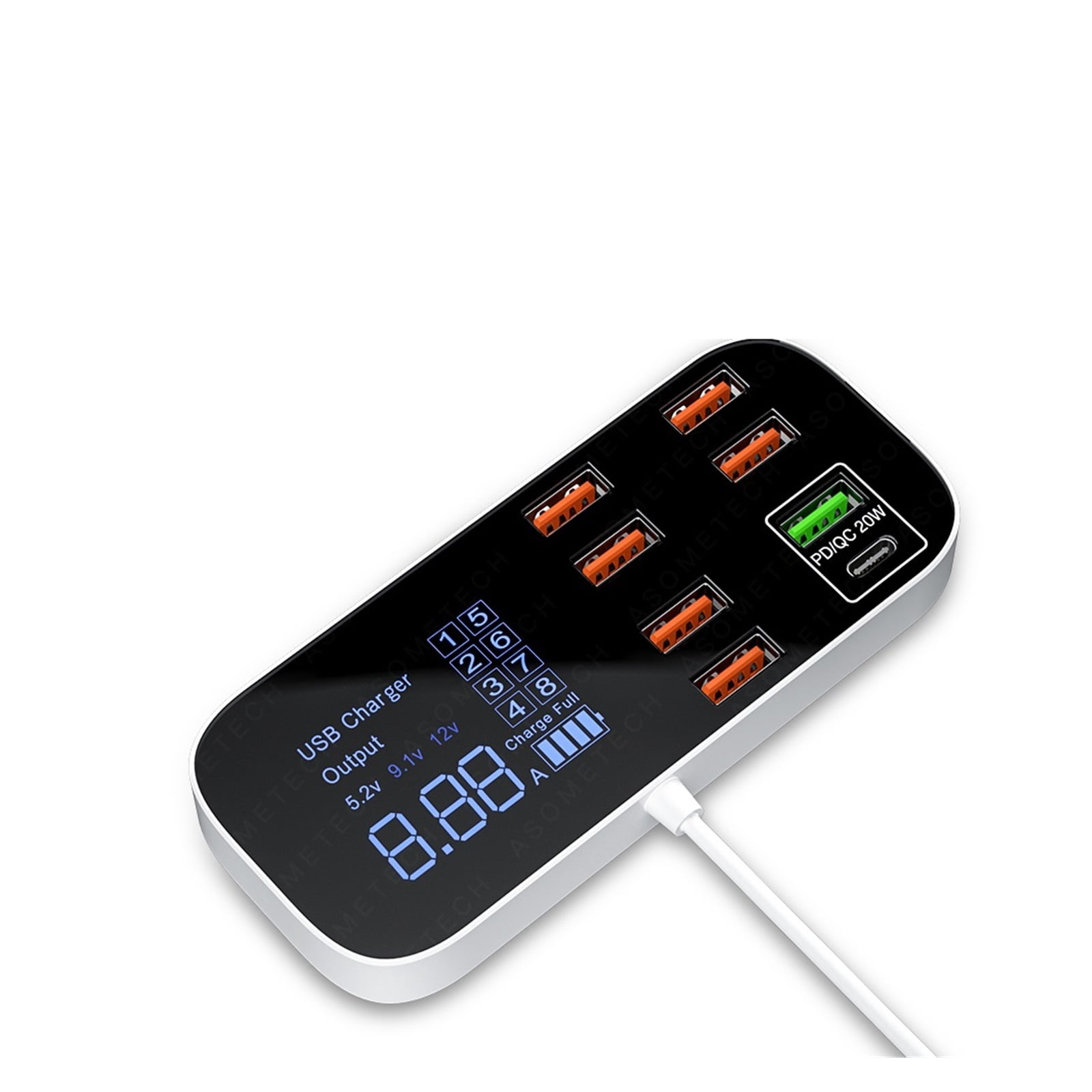 Digital Display Quick Charge USB Charger HUB Tablet Mobile Phone ...