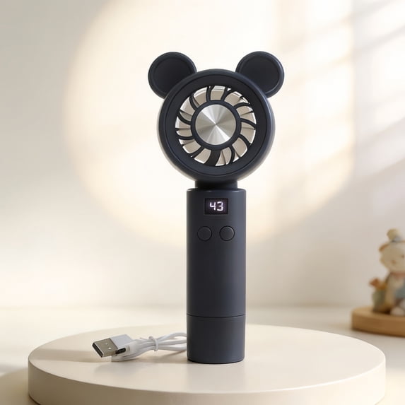 Digital Display Rechargeable Handheld Fan, Stepless Speed Adjustment ...