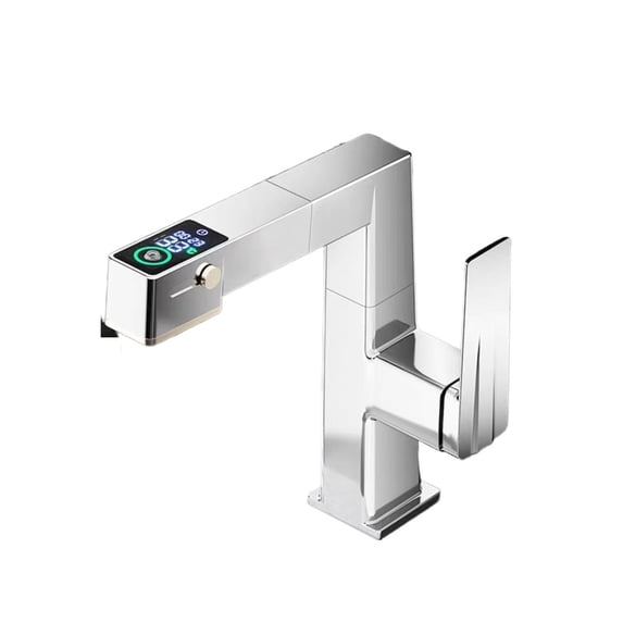Digital Display Sink Faucet, 720 Degree Rotation Pullable Bathroom ...