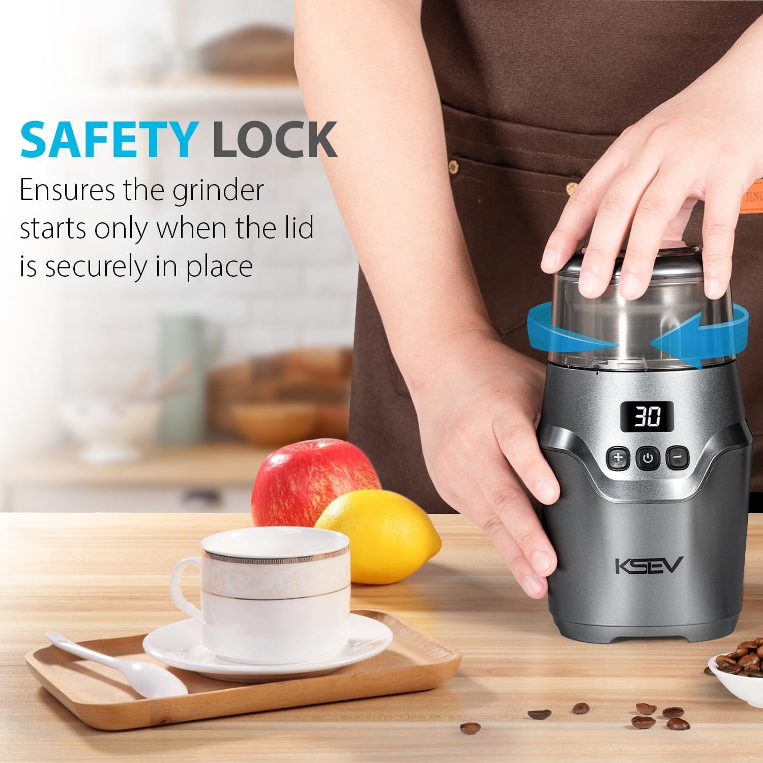 Digital Display Timer Electric Coffee Grinder, 150W Herb Grinder, Large ...