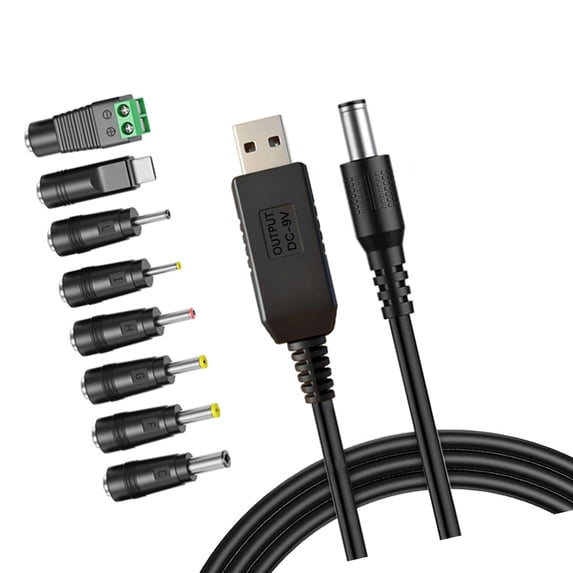 Digital Display USB to DC5.5mm 5V/9V/12V Step Up Converters Cable Set ...