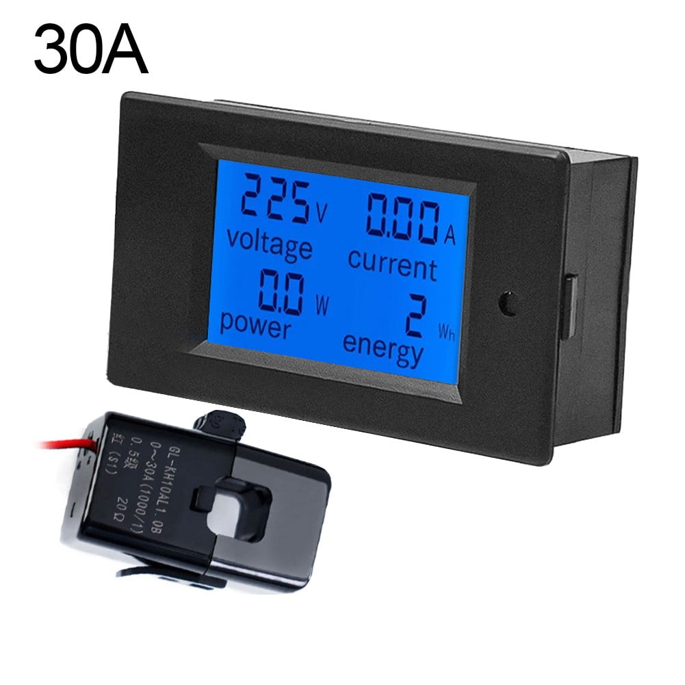 Digital Display Voltmeter Ammeter Wattmeter Power Energy Meter 30A - Walmart.com