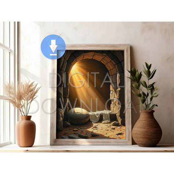 Digital Download Empty Tomb Easter Art Christian Resurrection Decor ...