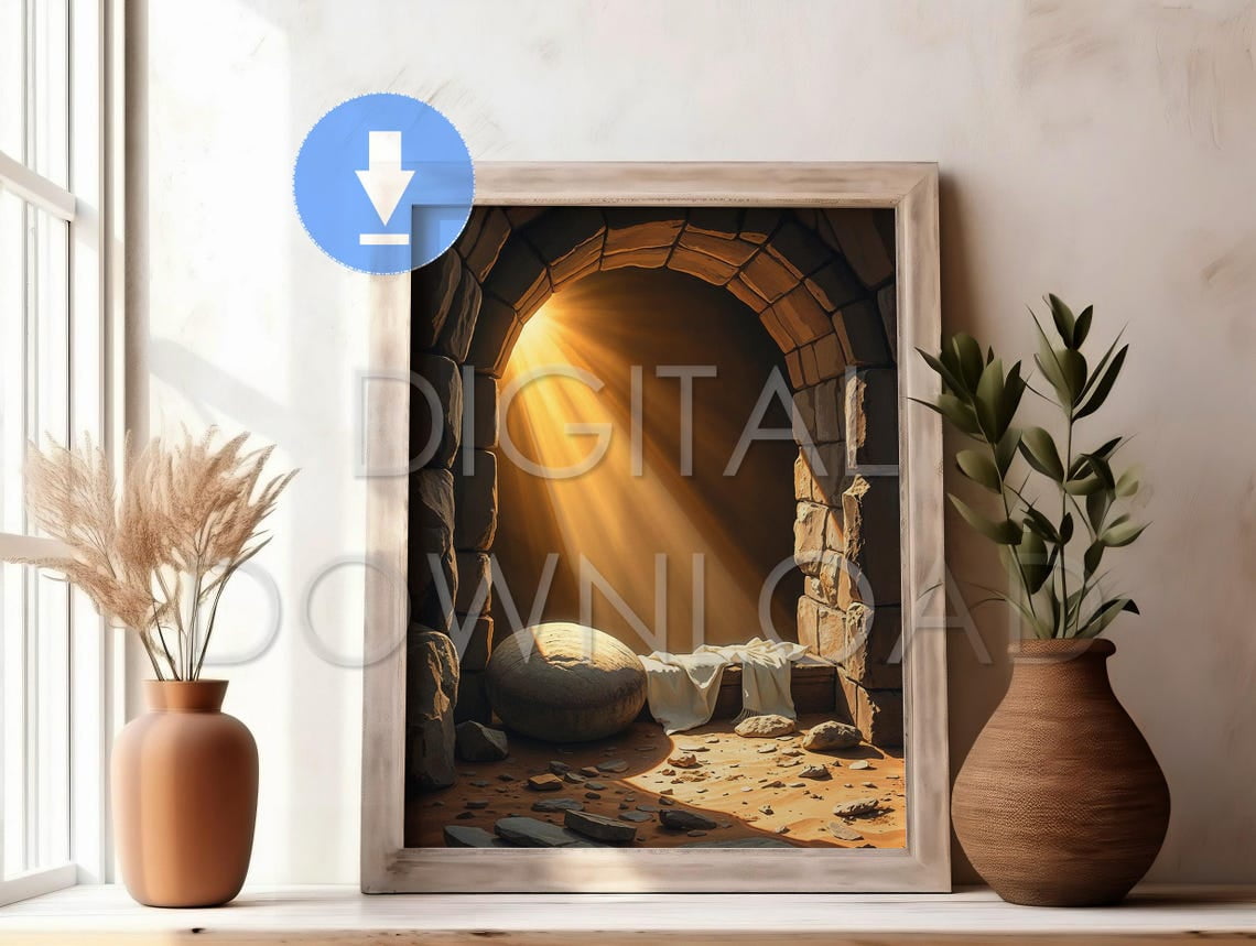 Digital Download Empty Tomb Easter Art Christian Resurrection Decor ...