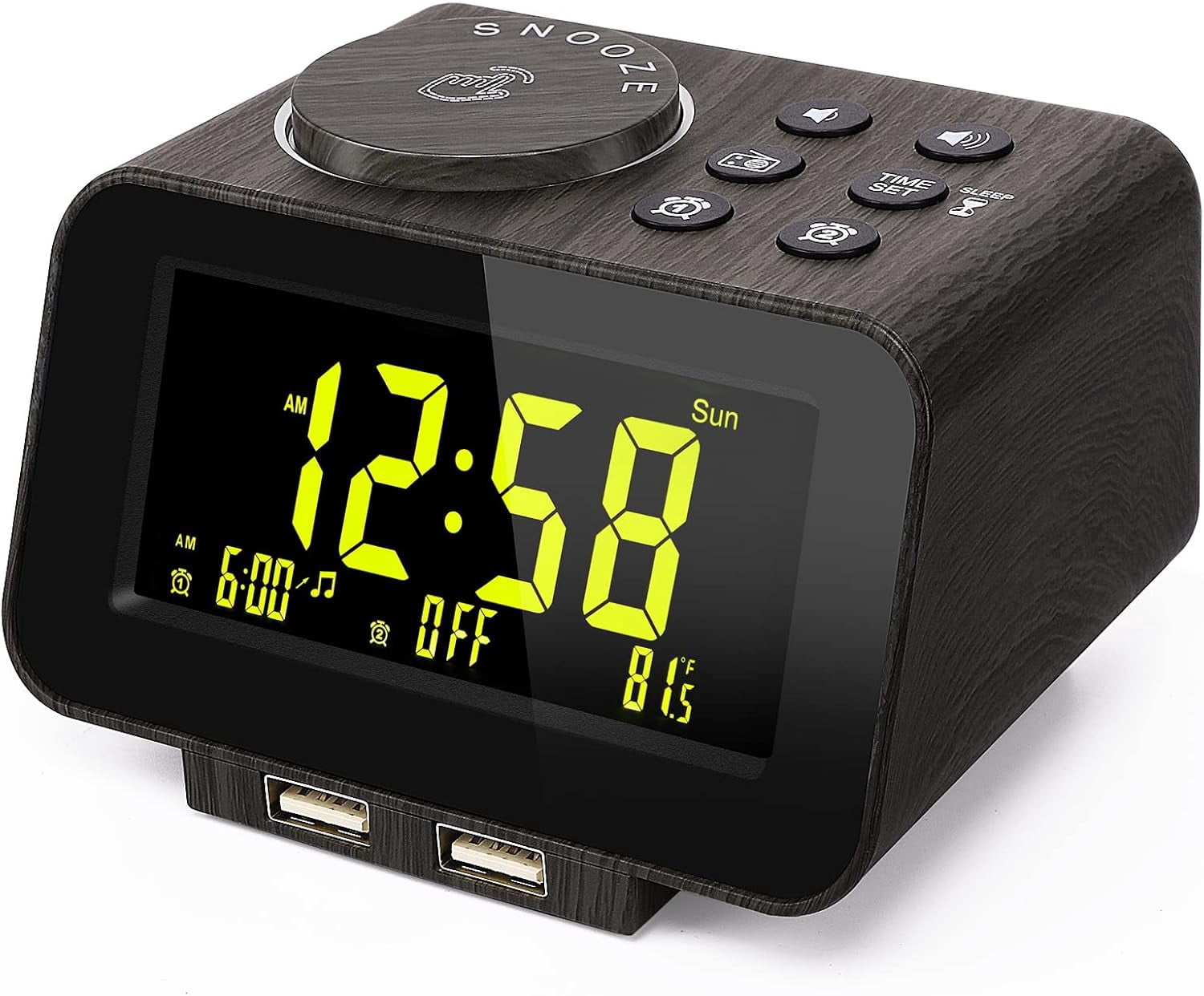 Digital Dual Alarm Clock Radio - 0-100% Dimmer with Weekday/Weekend ...