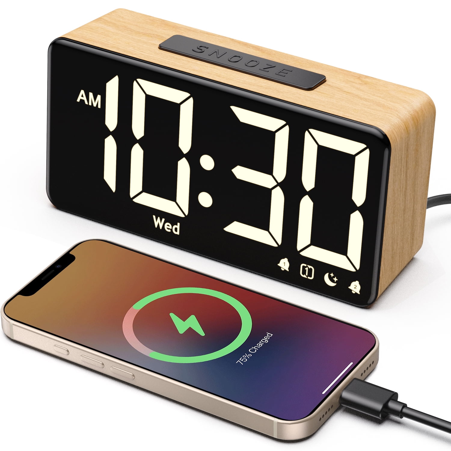 MPOW Alarm Clocks for Bedrooms, Digital Clock with Large Display, Desk ...