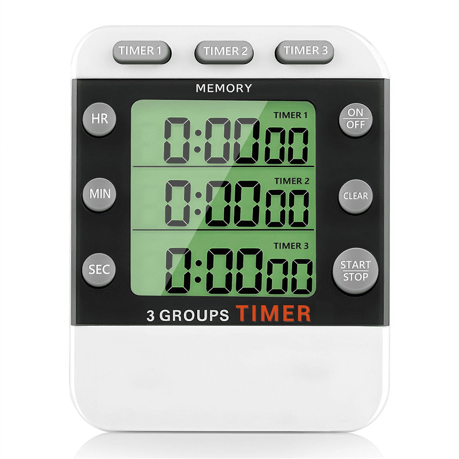 Digital Dual Kitchen Timer, 3 Channels Count UP/Down Triple Cooking Large Display, Loud Volume ...