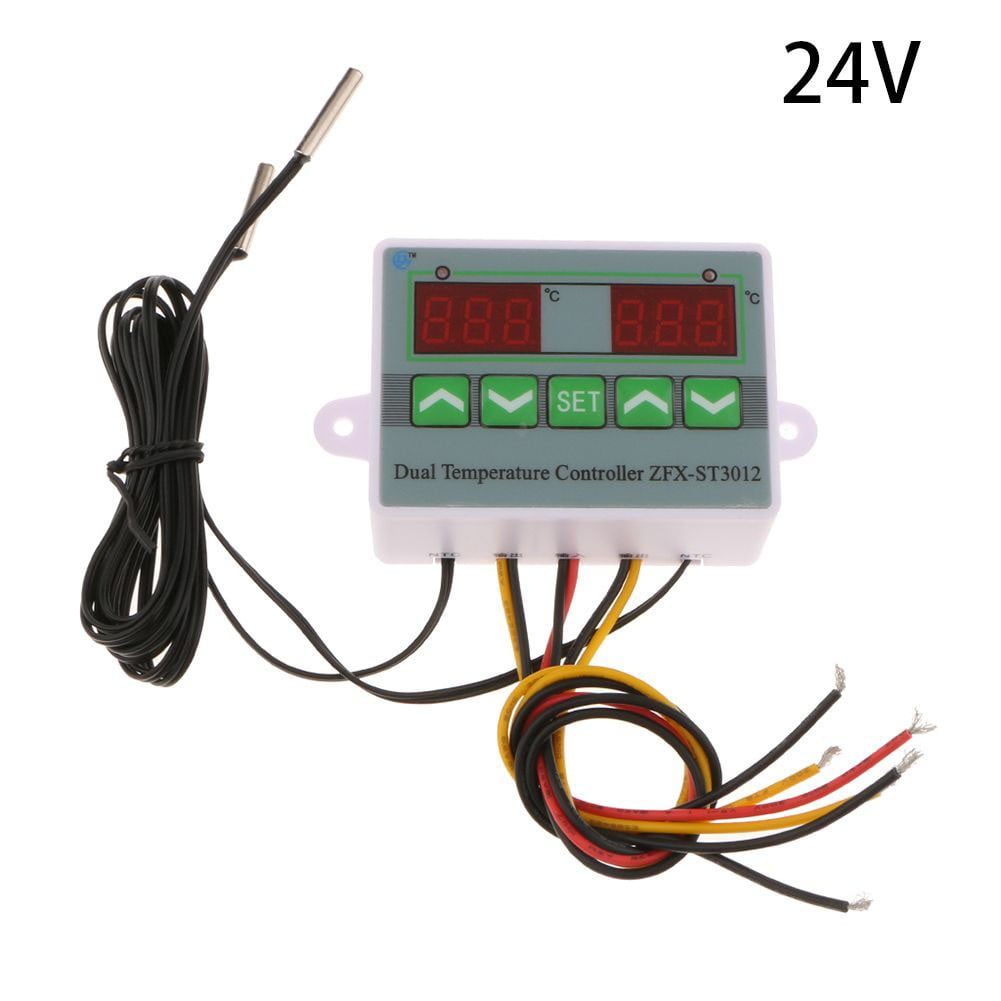 Digital Dual Temperature Controller Two Relay Outputs Thermostat 12v ...
