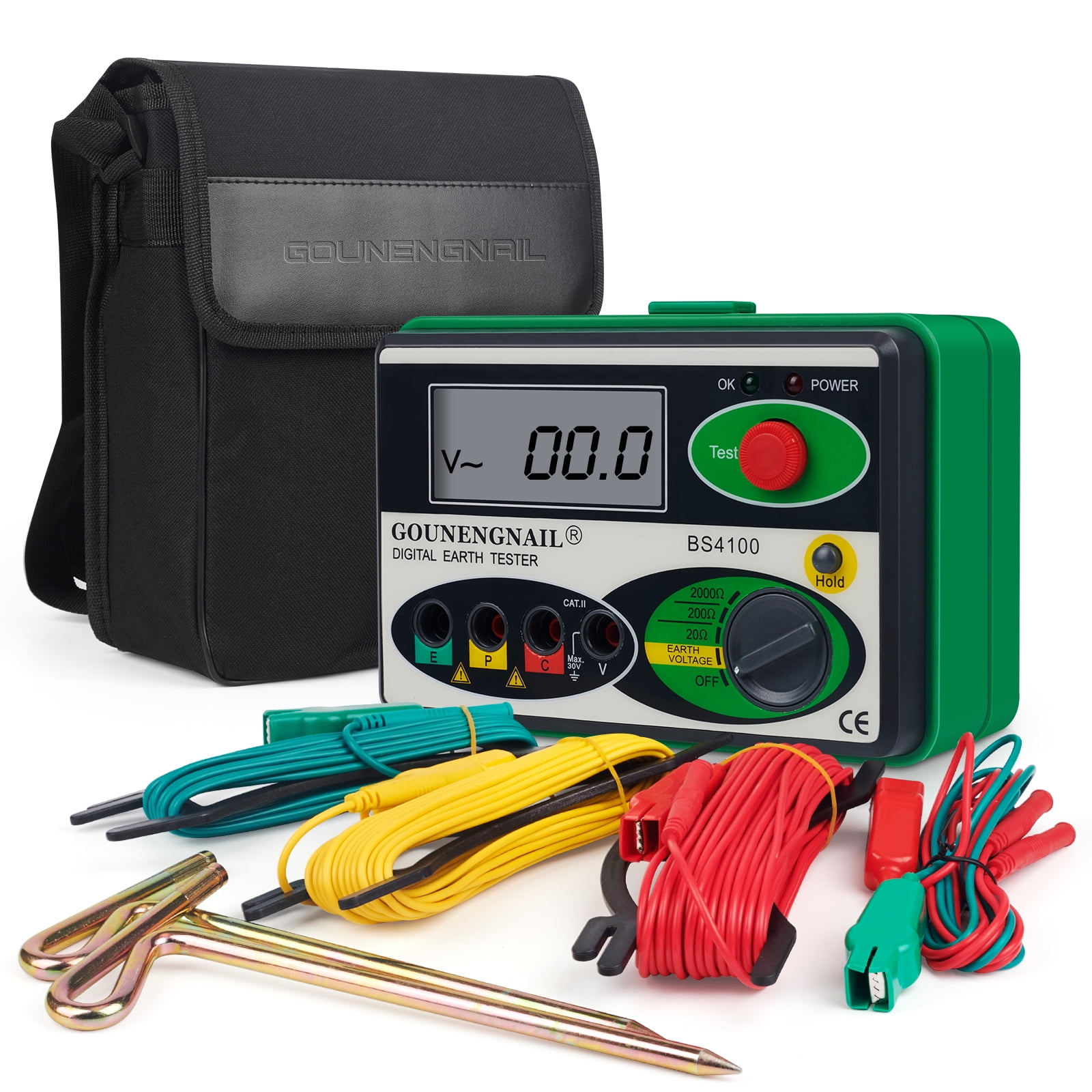Digital Earth Resistance Tester, Soil Resistivity Meter, Multimeter ...