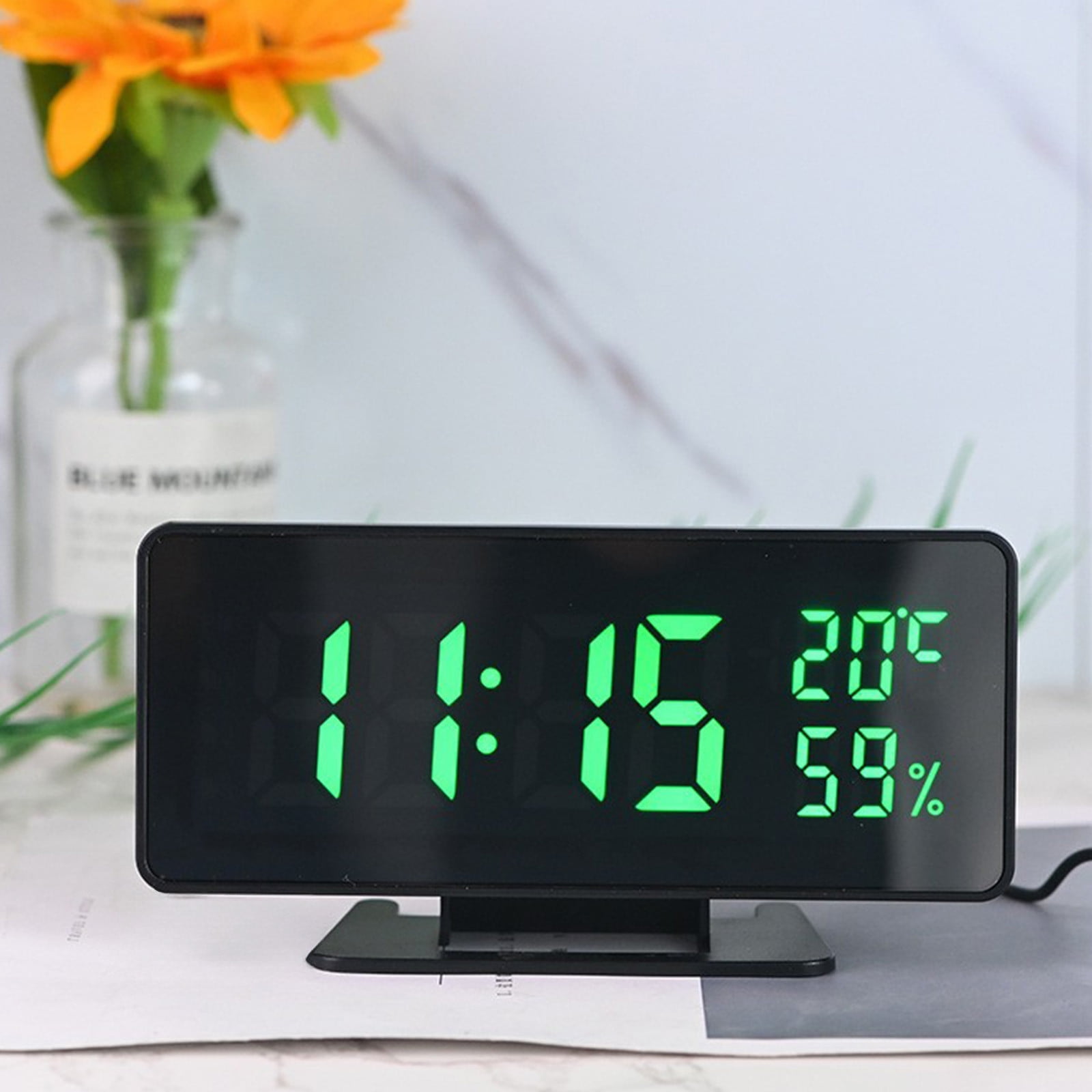 Digital Electronic Clock LED Display Electronic Clock Stereo Digital Display Snooze Alarm Clock ...
