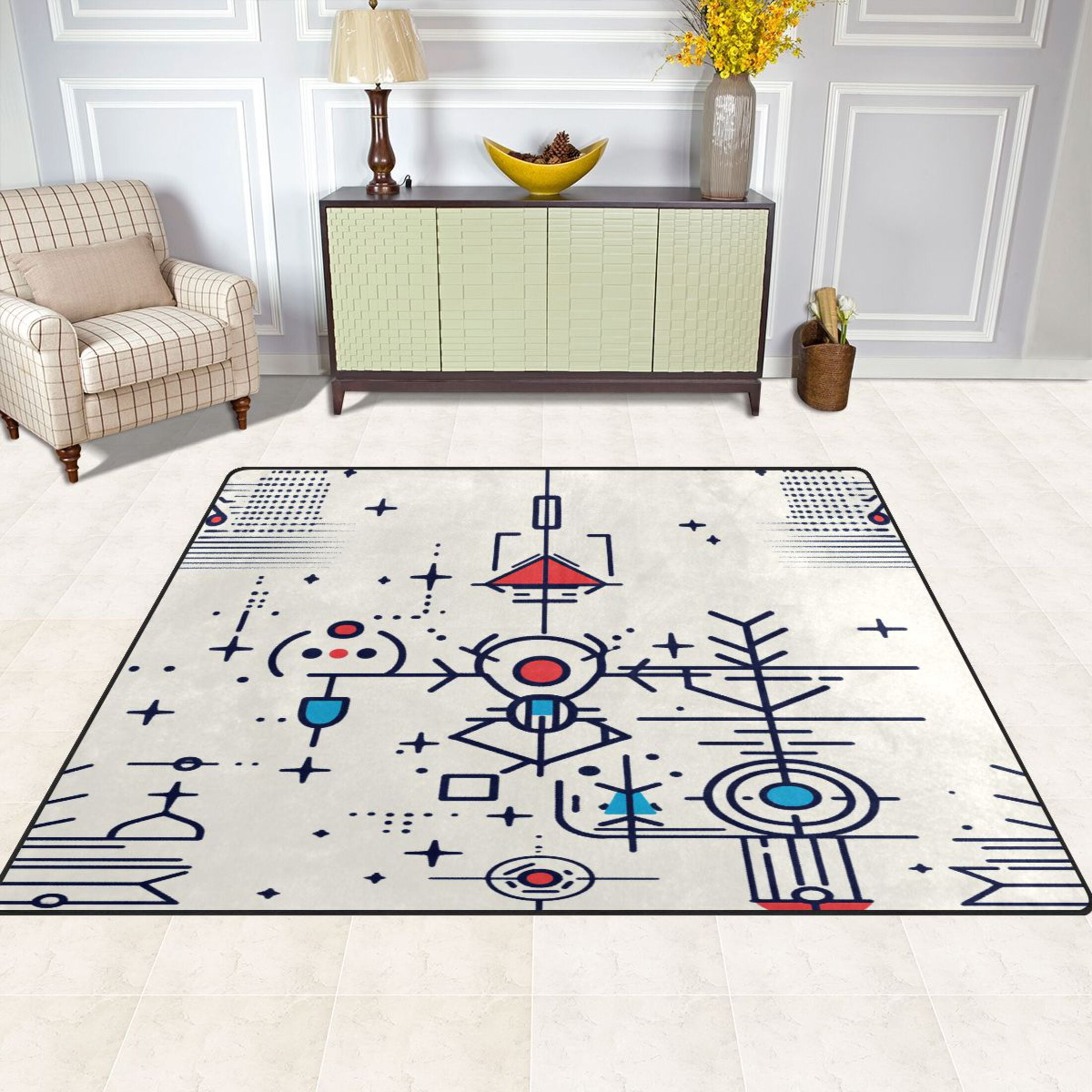 Digital Element Art Design 80''x58'' Extra Large Plush Memory Foam Rug ...