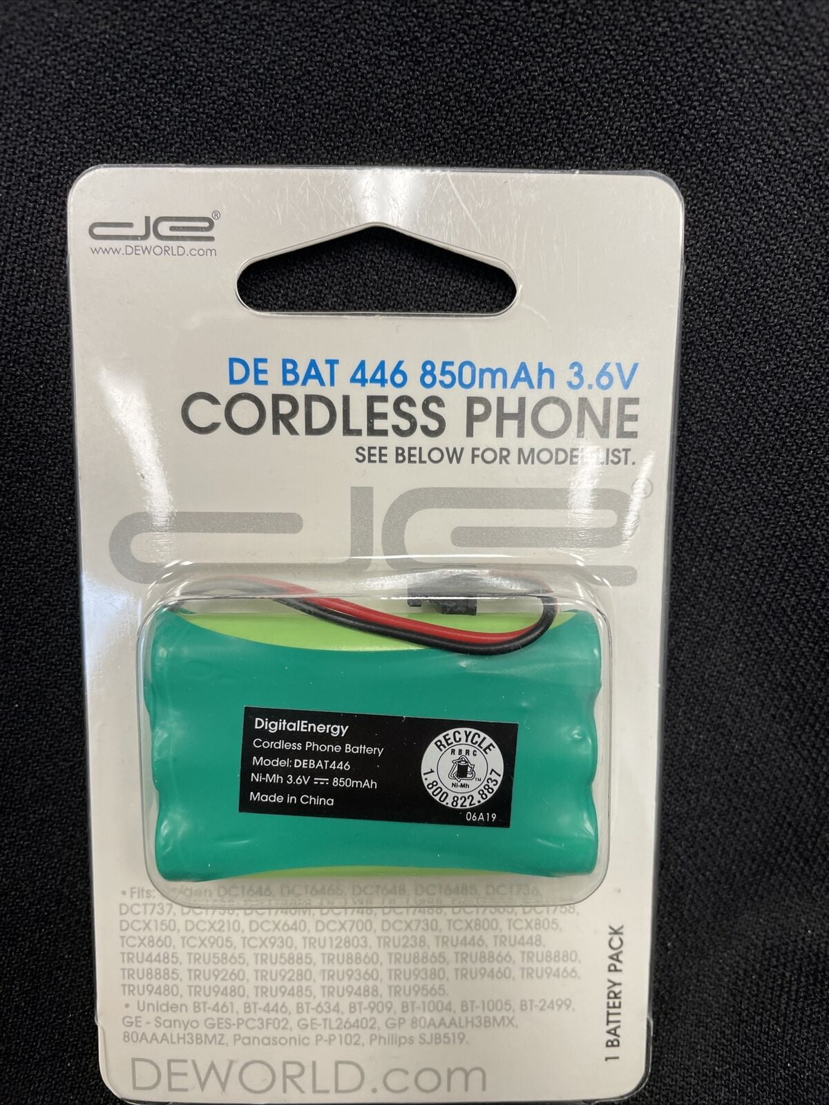 DEWORLD DE BAT 446 850mAh 3.6V Cordless Phone Battery DEBAT446 NEW ...