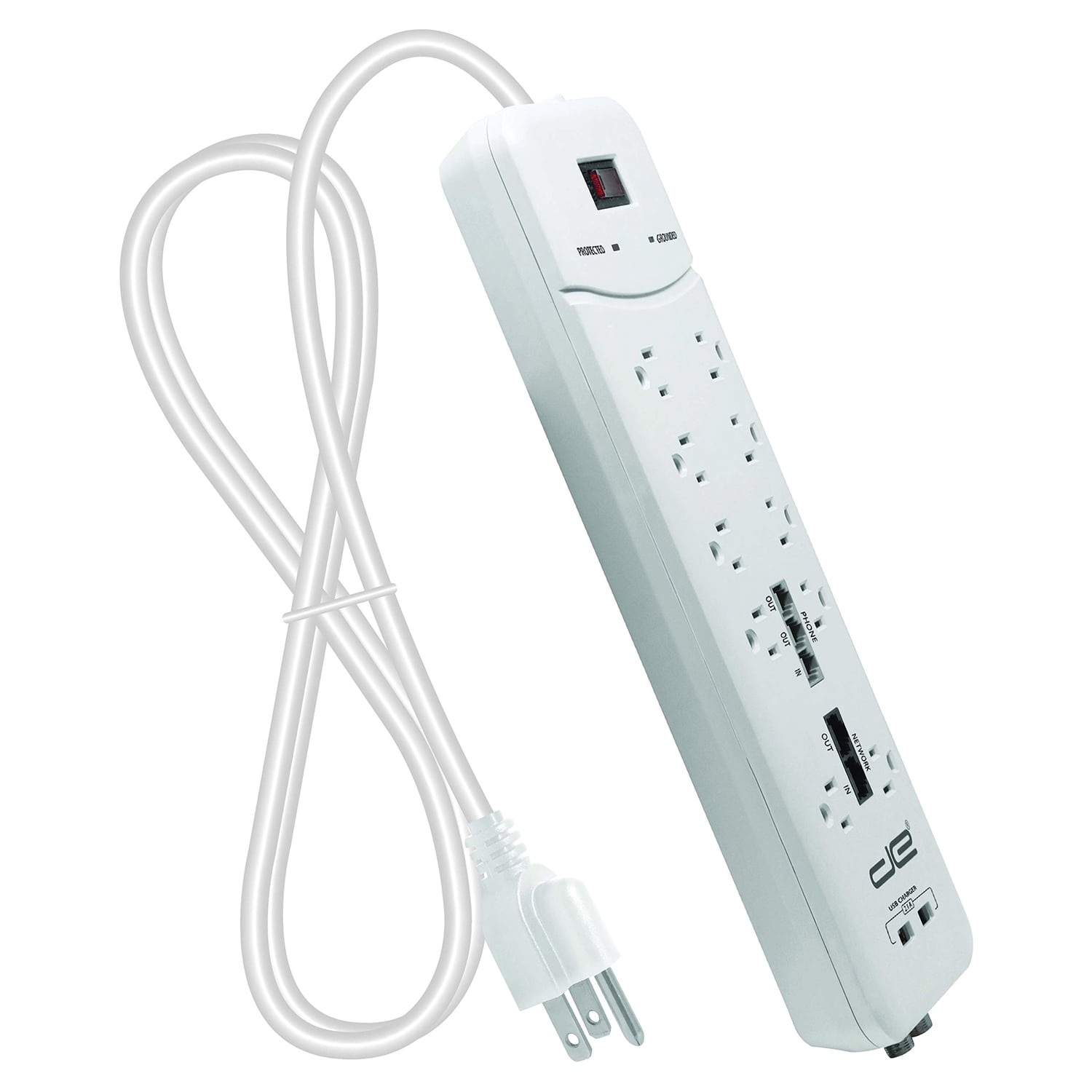 Digital Energy DSS5-1034-WHT 10-Outlet Heavy-Duty Surge Protector Power ...