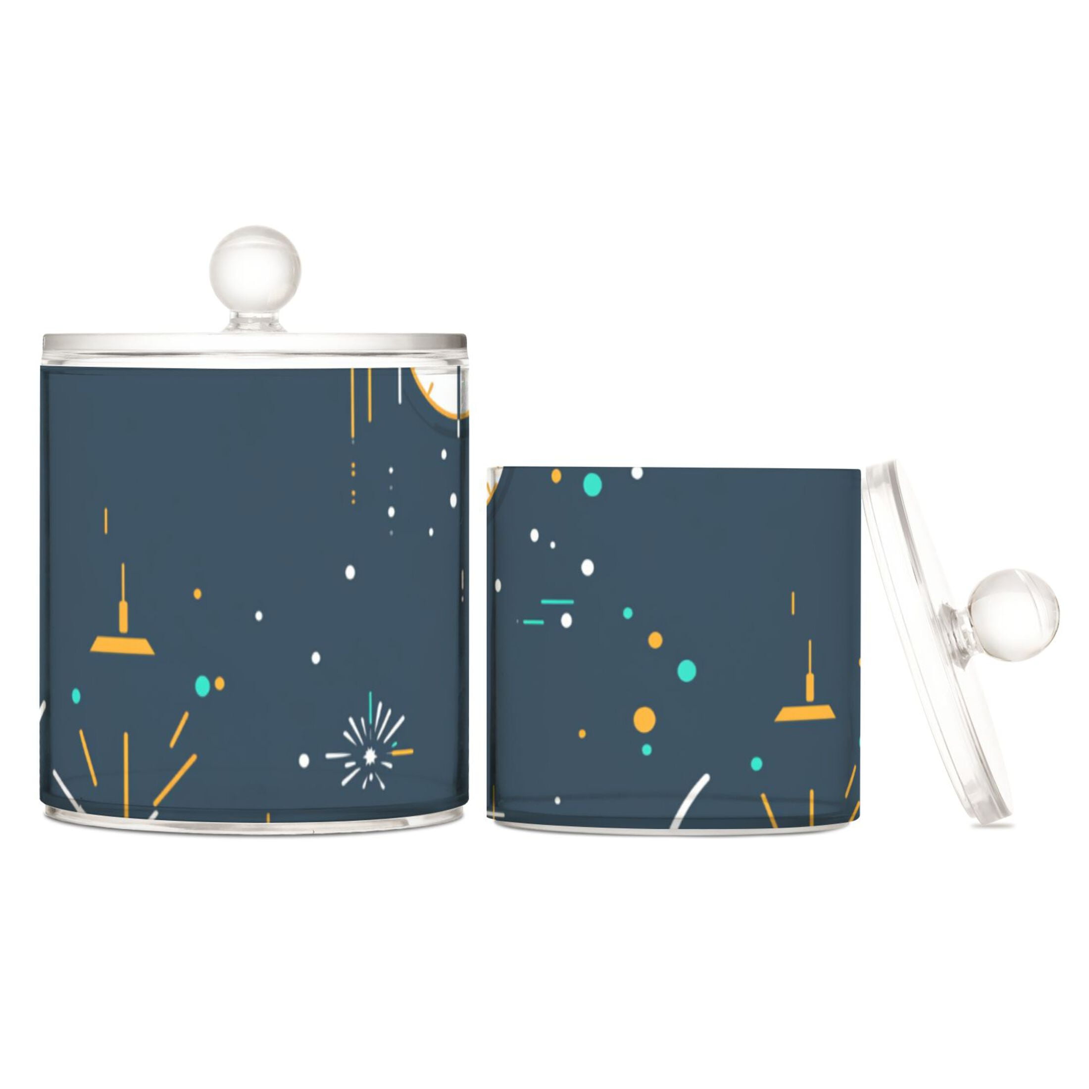 Digital Fireworks and Clock Translucent Plastic Cotton Swabs Canisters ...